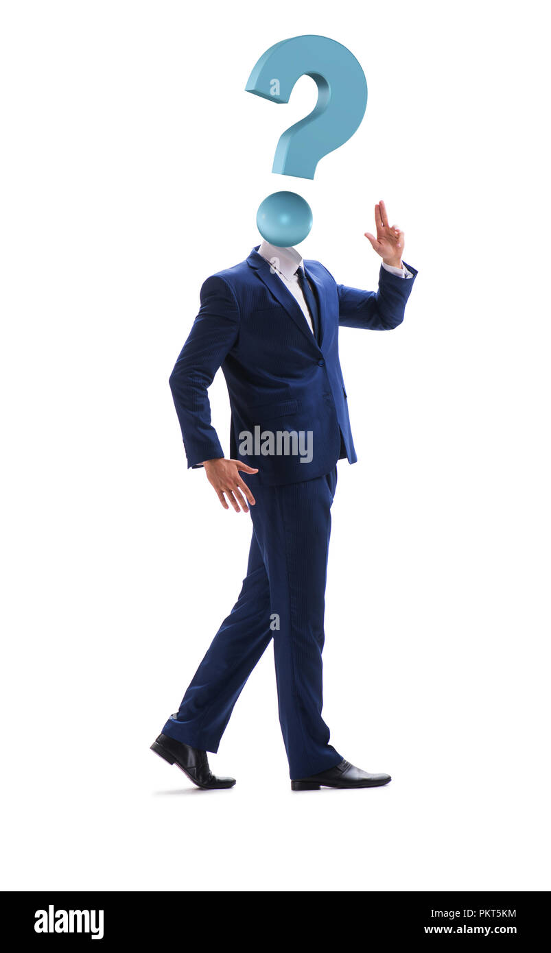 Businessman with question mark instead of his head Stock Photo - Alamy