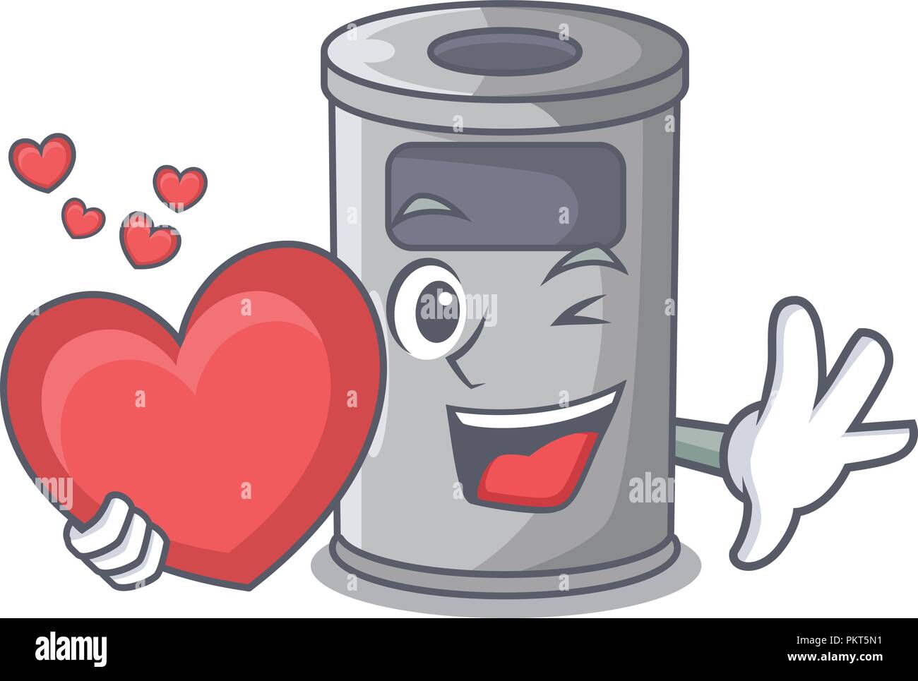 With heart cartoon steel trash can in the room Stock Vector Image & Art ...