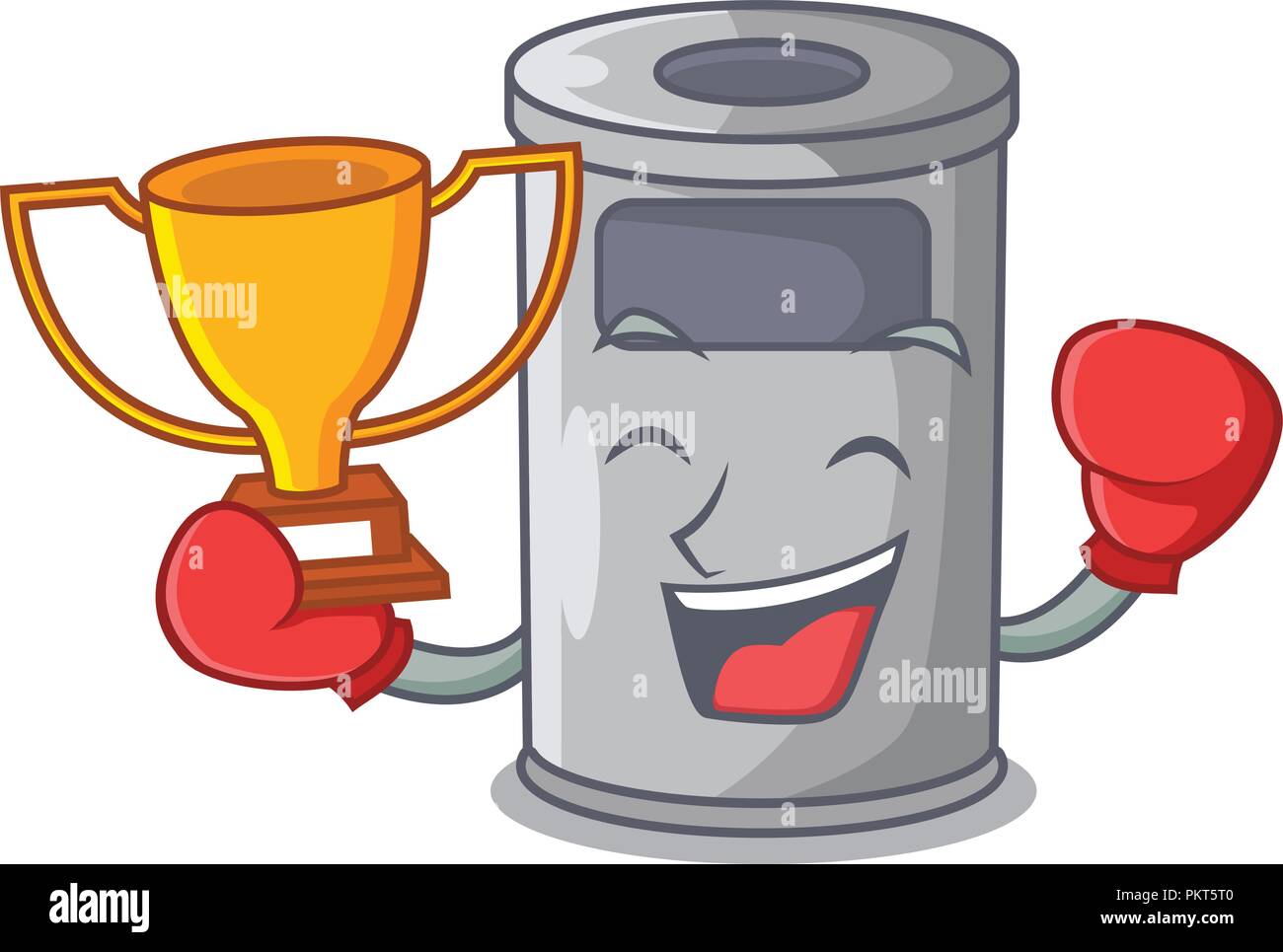 Boxing winner cartoon steel trash can in the office Stock Vector Image ...