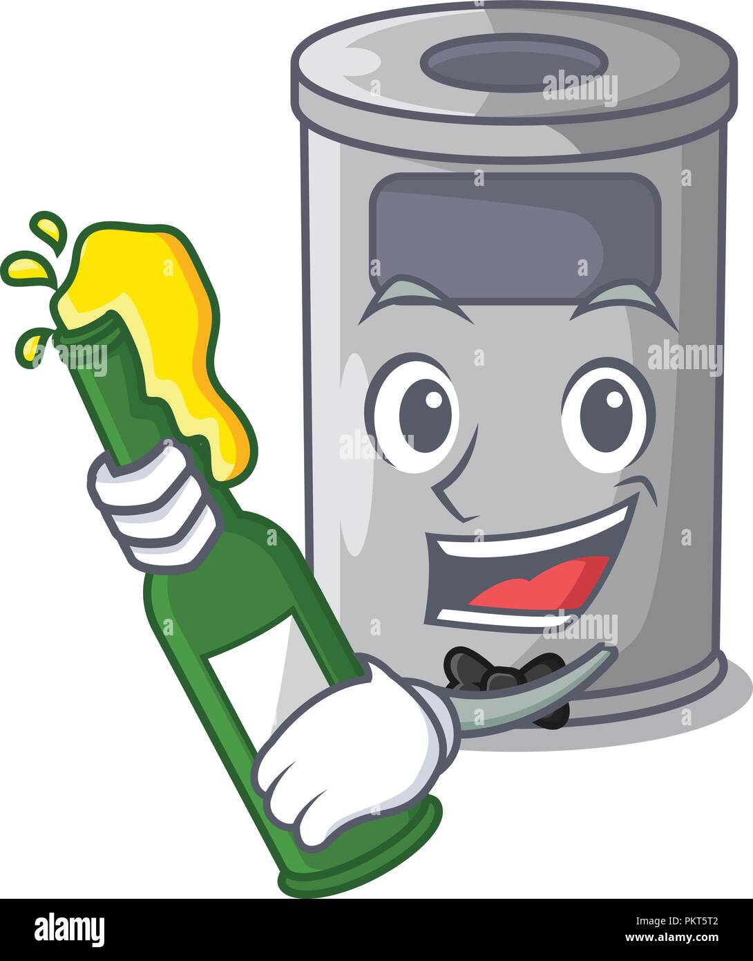 With beer cartoon steel trash can in the office Stock Vector Image ...