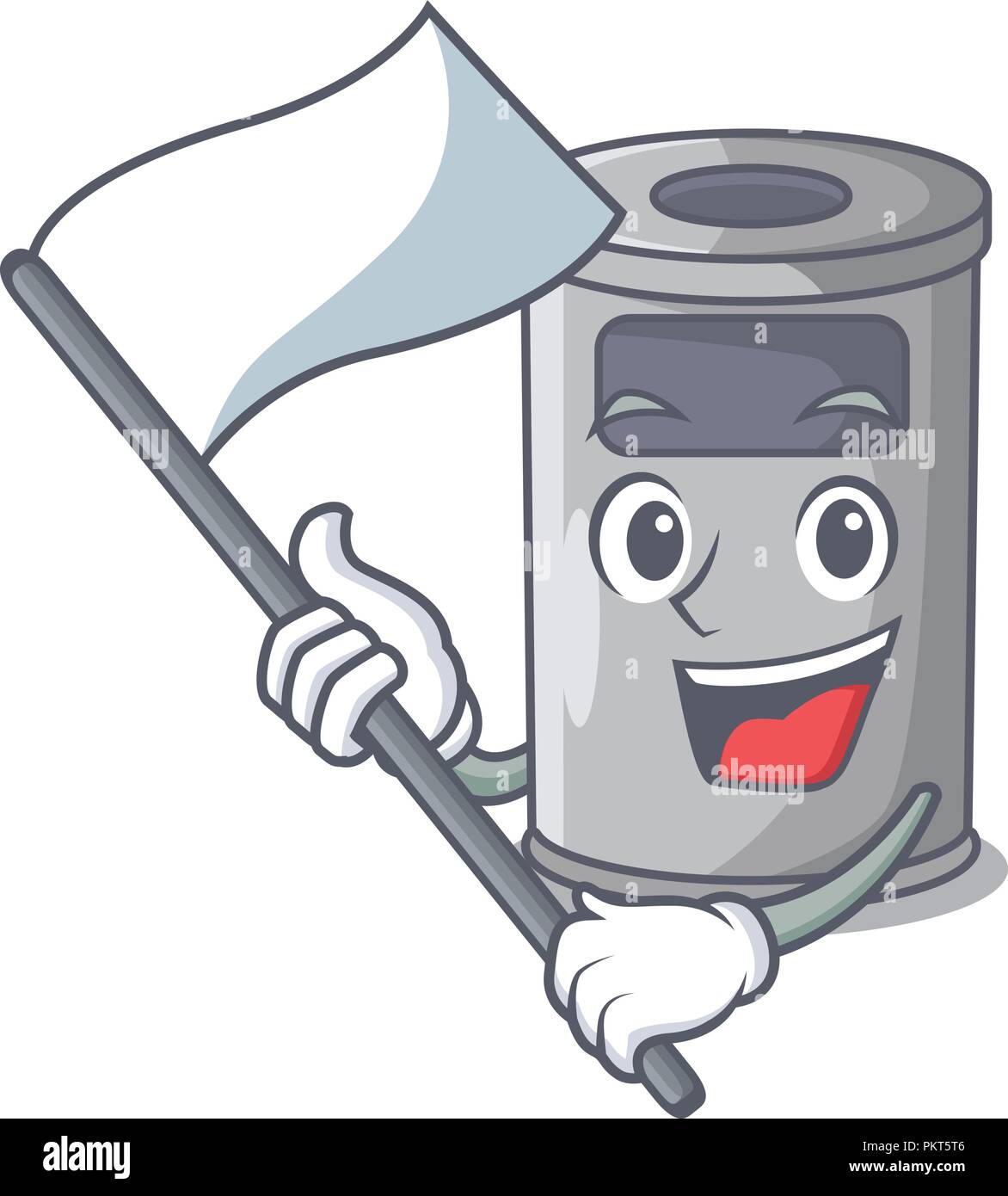 With flag cartoon steel trash can in the office Stock Vector Image ...