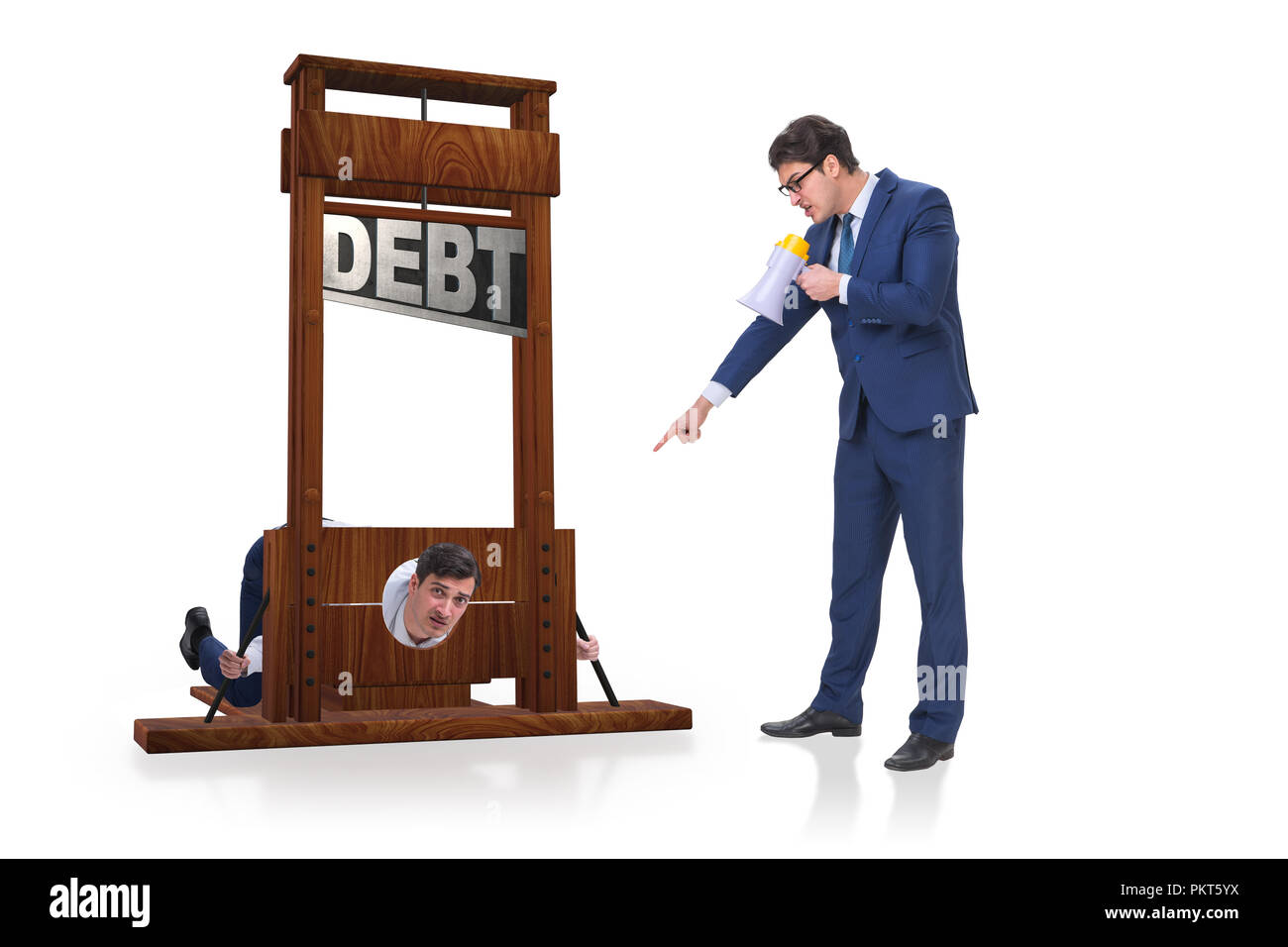 Businessman in heavy debt business concept Stock Photo - Alamy
