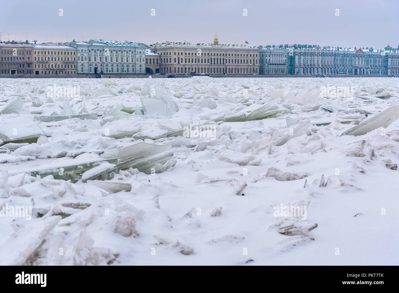Ice hummock on Frozen Neva River in winter. Saint Petersburg. . Russia ...
