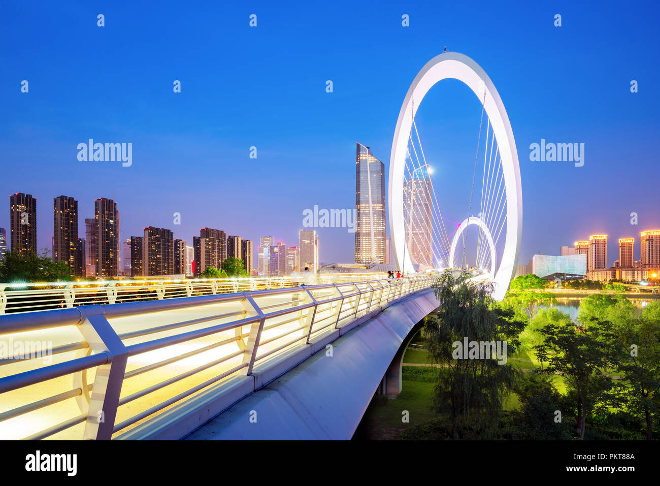 China Nanjing city skyline and modern buildings, night landscape Stock ...