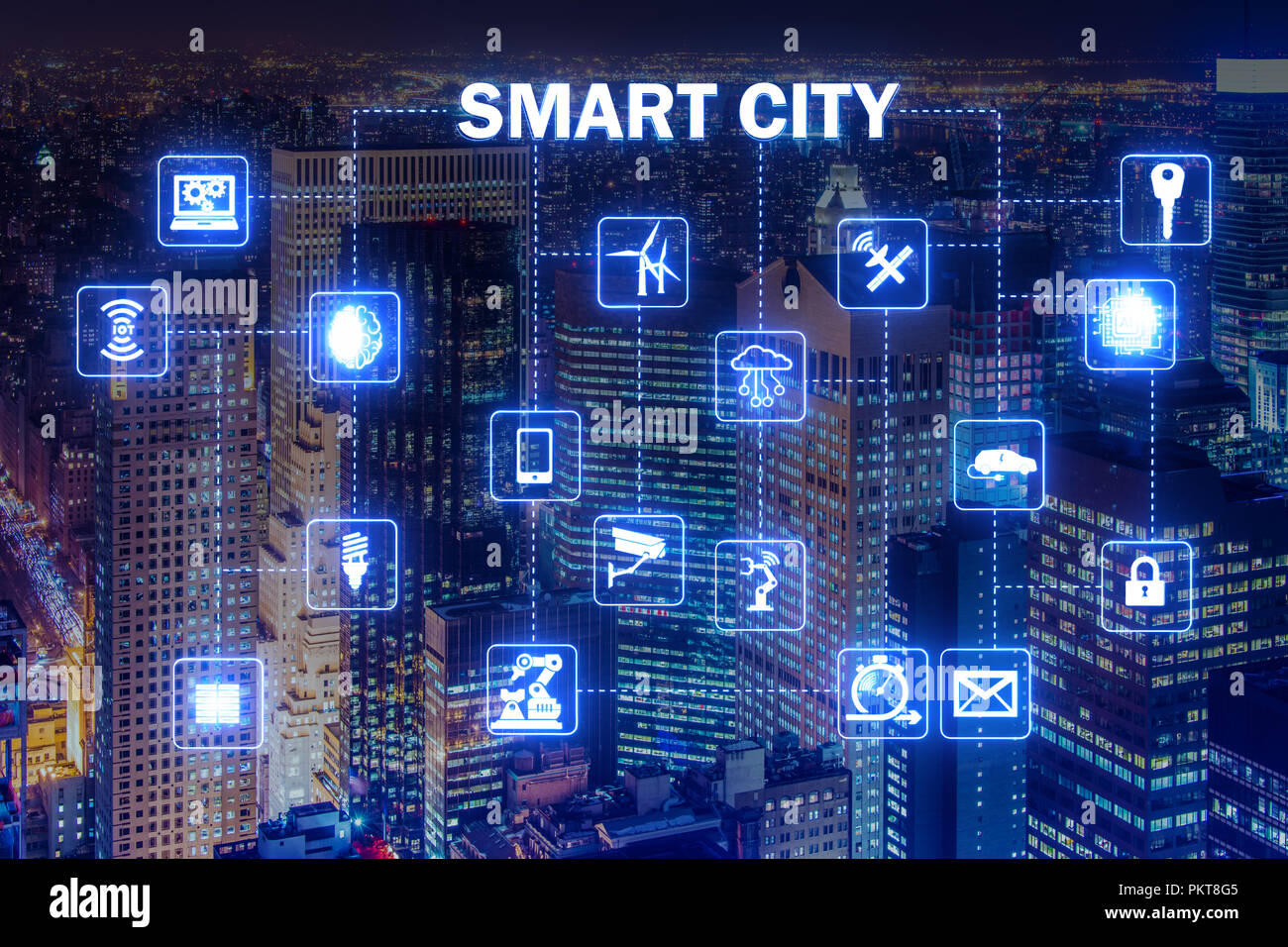 Concept of smart city and internet of things Stock Photo - Alamy