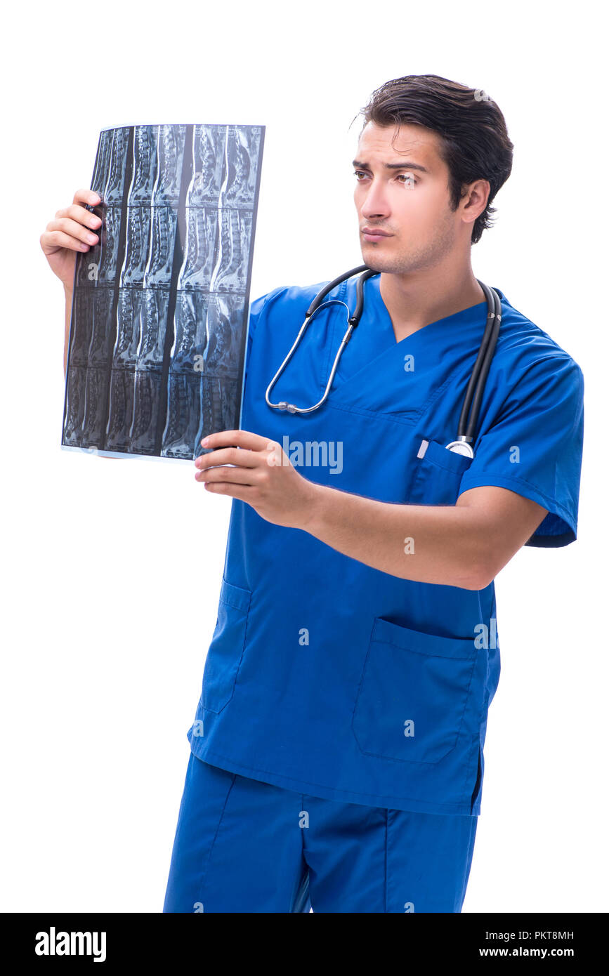 Radiologist doctor with x-ray image isolated on white Stock Photo - Alamy