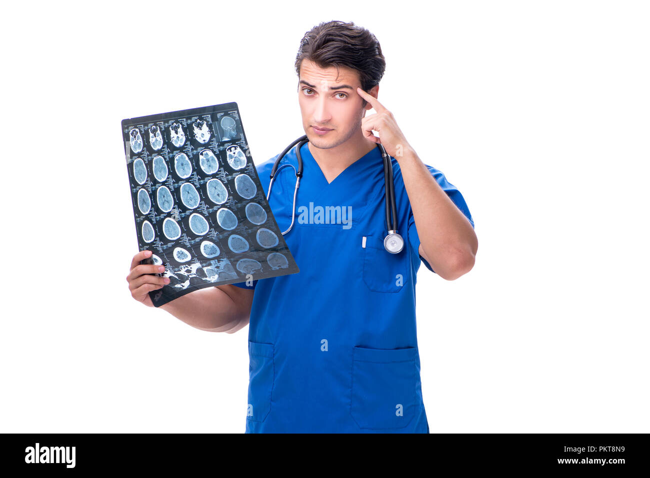 Radiologist doctor with x-ray image isolated on white Stock Photo - Alamy