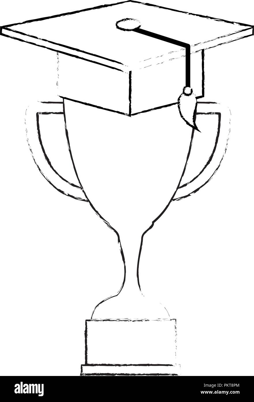 trophy cup with graduation hat Stock Vector Image & Art - Alamy