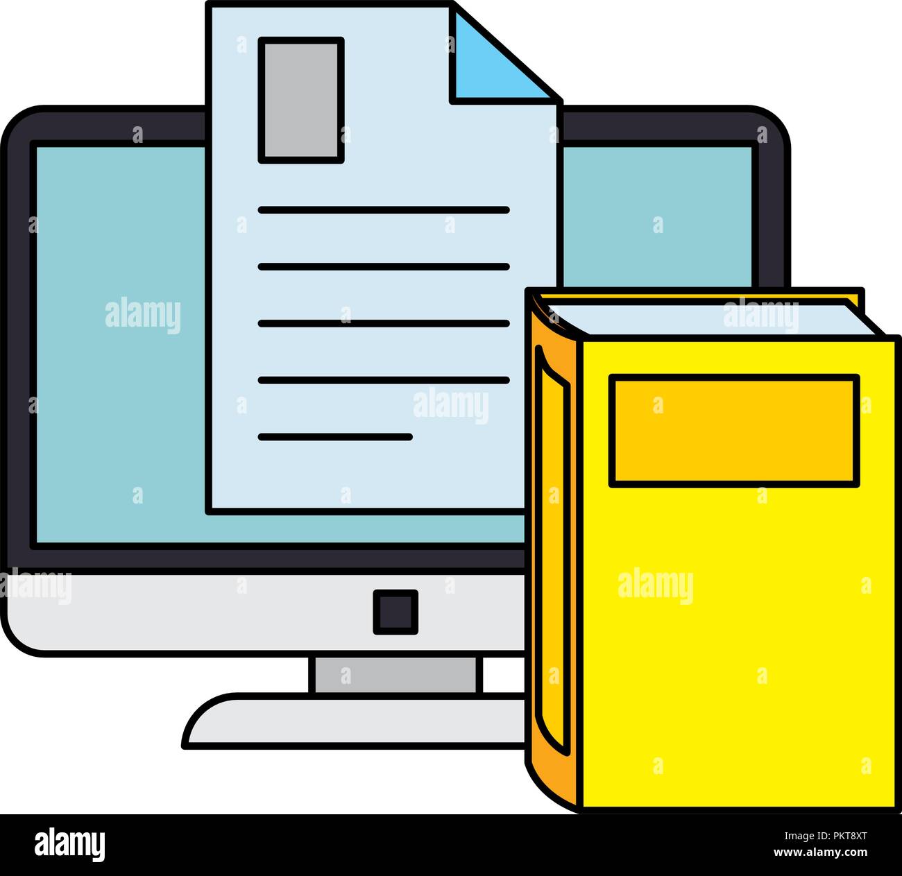 electronic book with computer and document Stock Vector Image & Art - Alamy