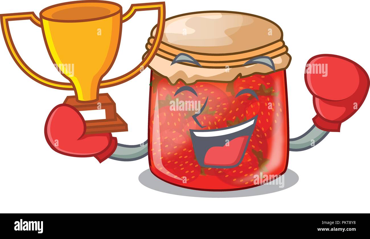 Boxing winner strawberry jam glass isolated on cartoon Stock Vector ...