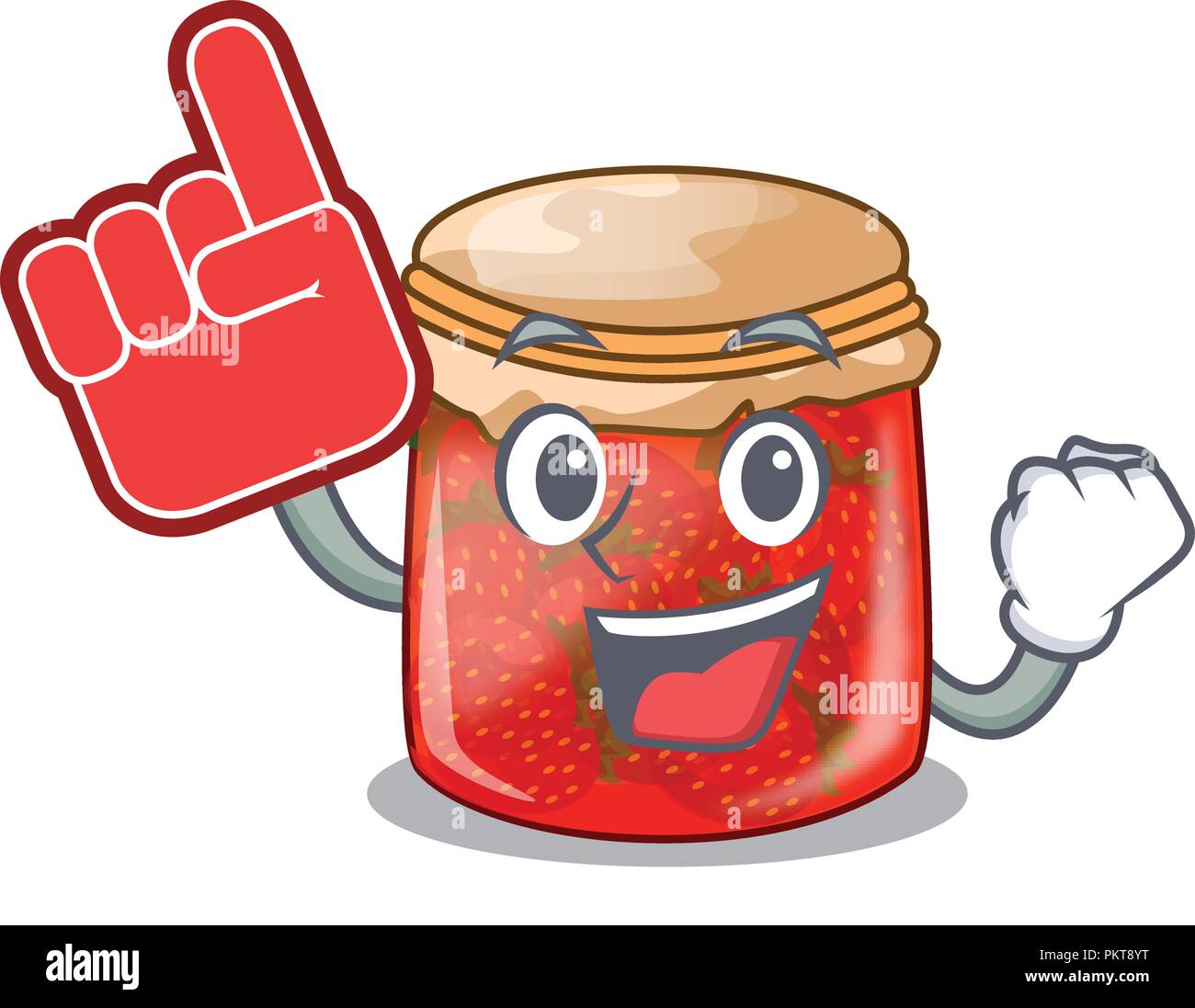 Foam finger strawberry jam glass isolated on cartoon Stock Vector Image ...