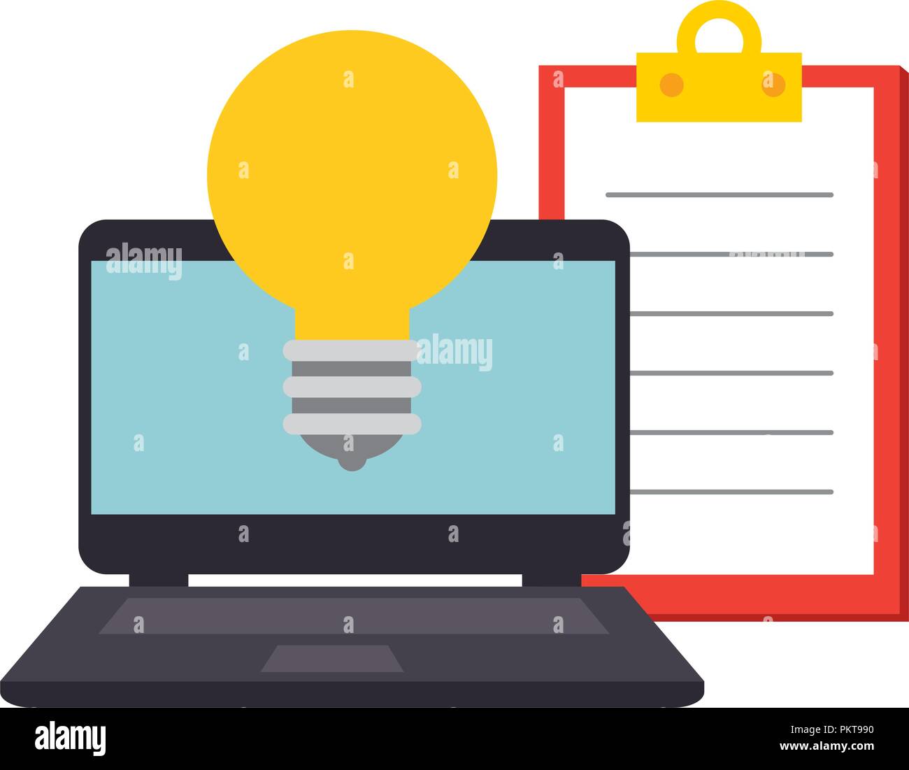 laptop with bulb light and checklist Stock Vector Image & Art - Alamy