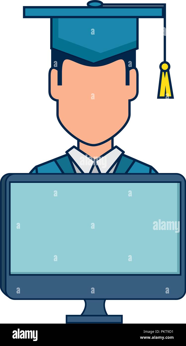 student graduation with computer Stock Vector Image & Art - Alamy