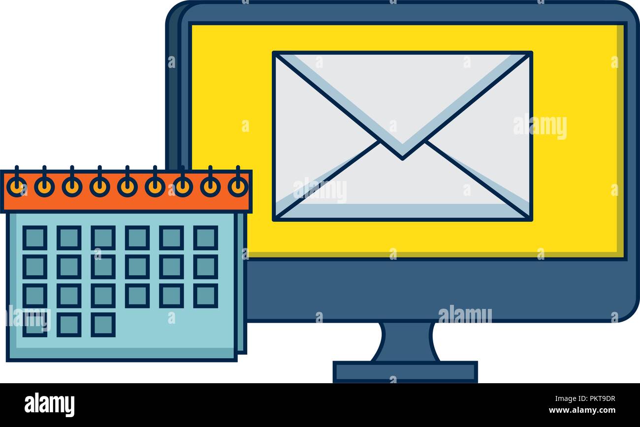 computer with envelope mail and calendar Stock Vector Image & Art - Alamy