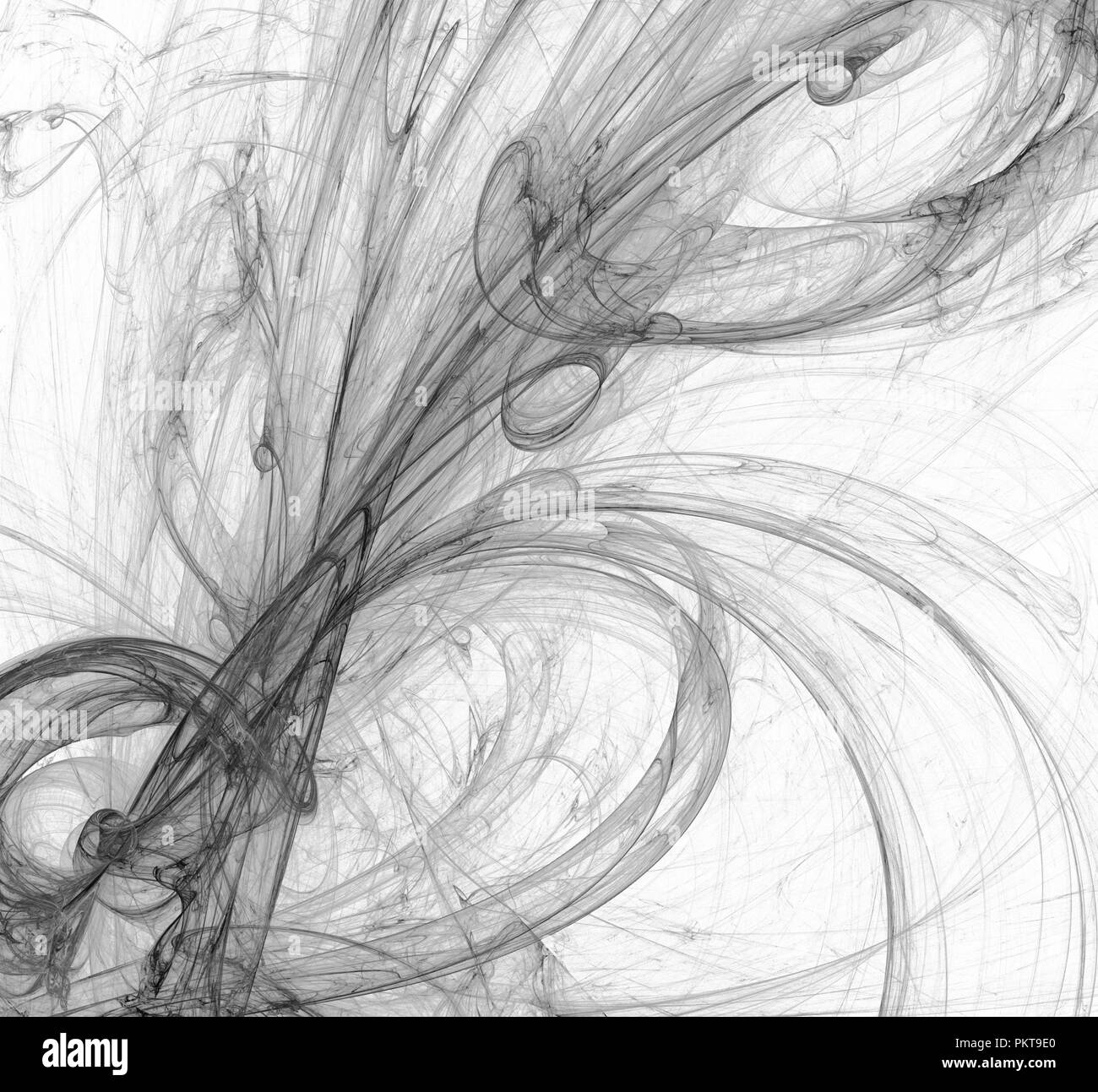 Abstract black and white fractal on white background. Fantasy fractal ...