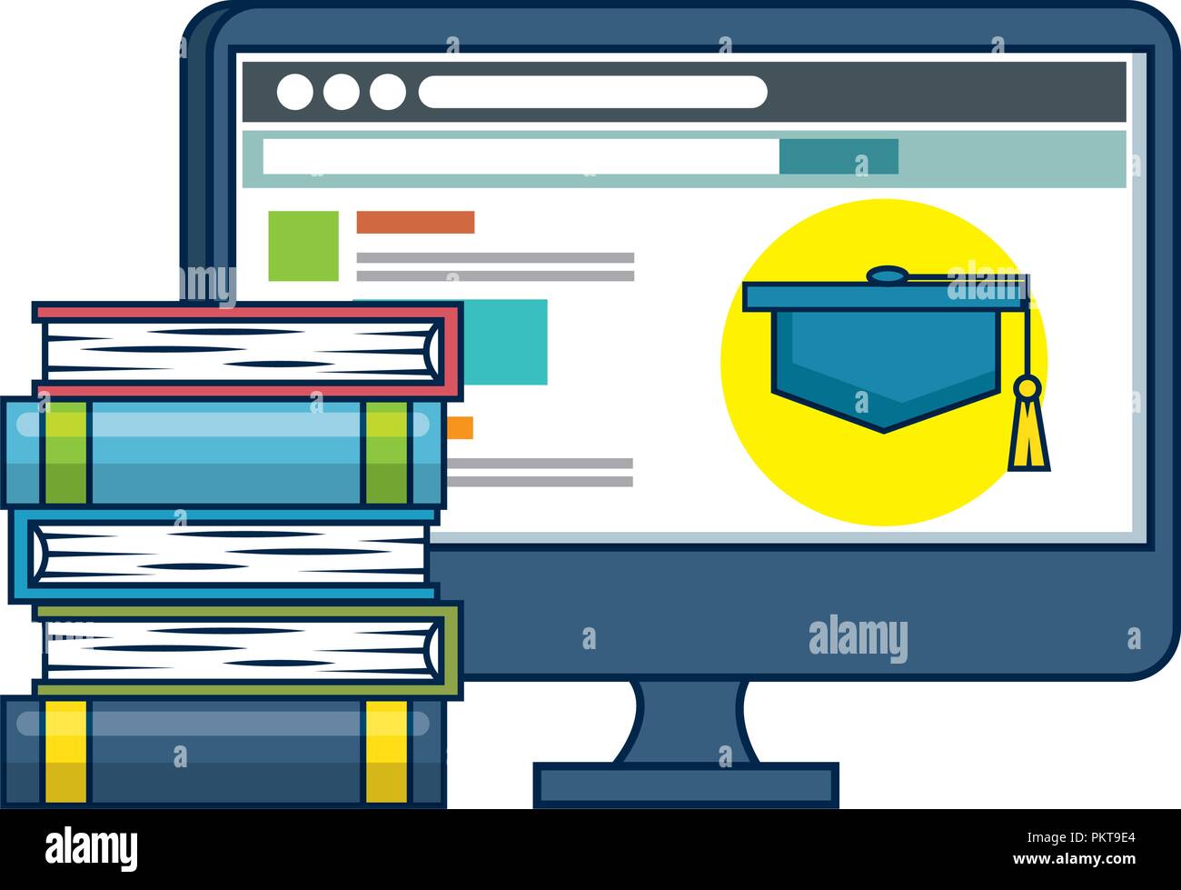 pile text books with computer Stock Vector Image & Art - Alamy