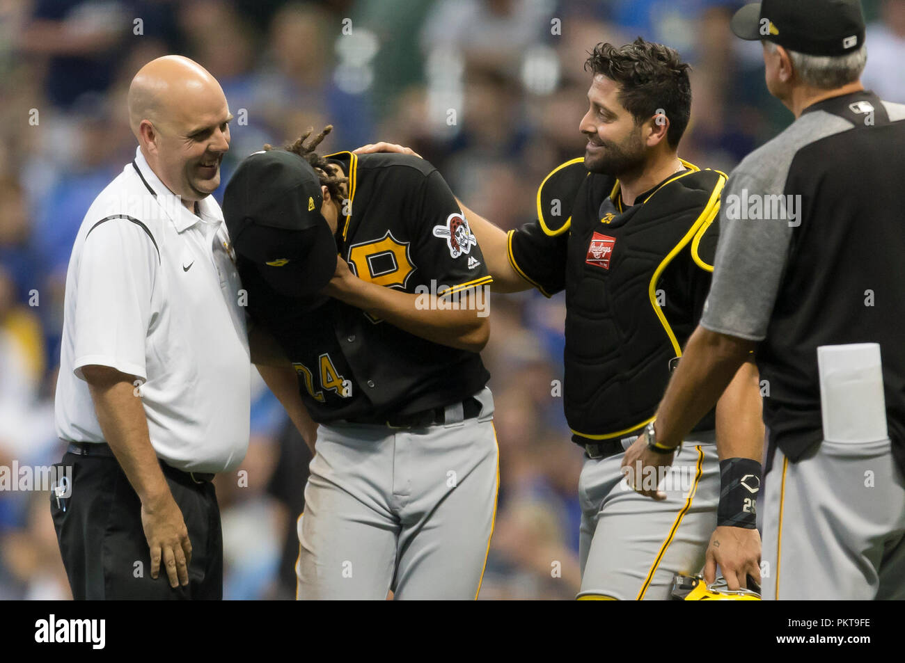 Milwaukee, WI, USA. 14th Sep, 2018. Pittsburgh Pirates trainer and ...