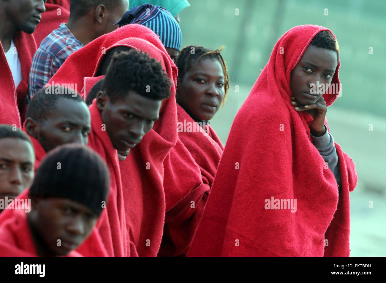 Malaga, Spain. 14th Sep, 2018. Maritime Rescue Officers rescued 64 ...