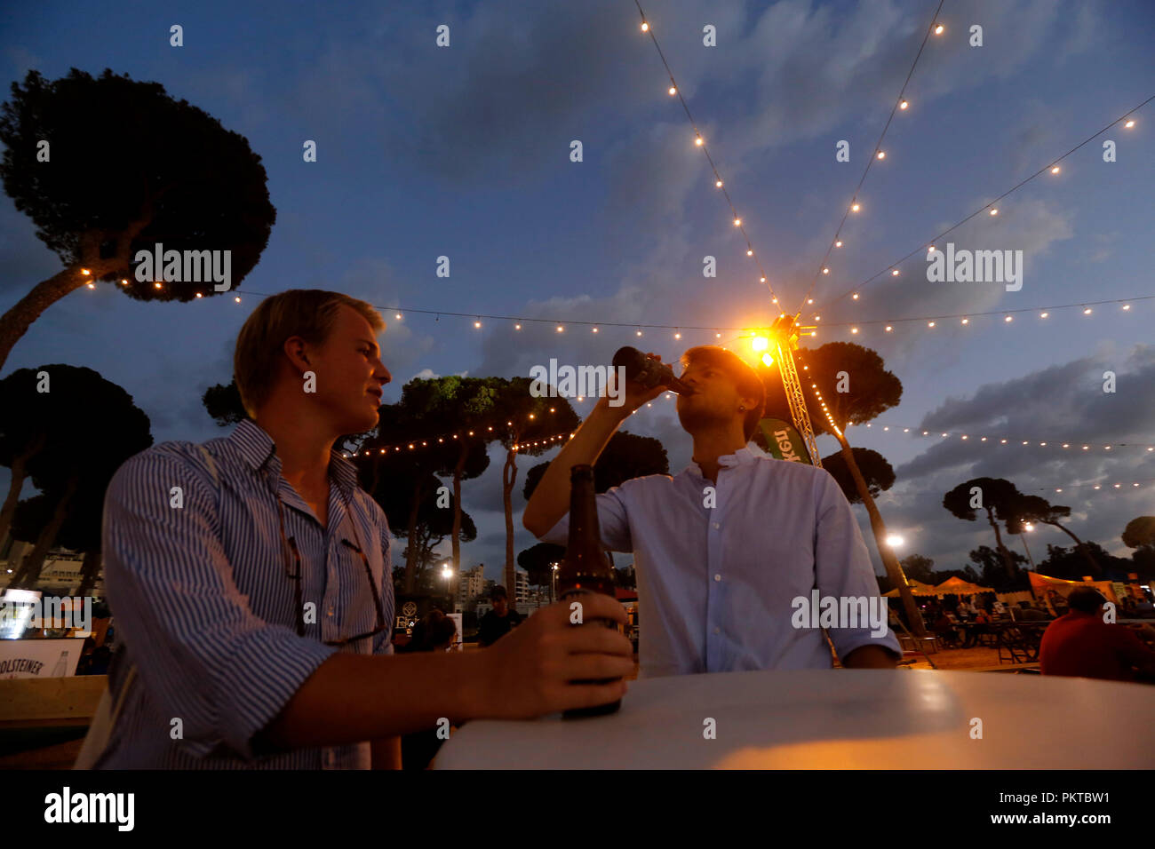 Beirut, Lebanon. 14th Sep, 2018. People enjoy beer at the second editon ...