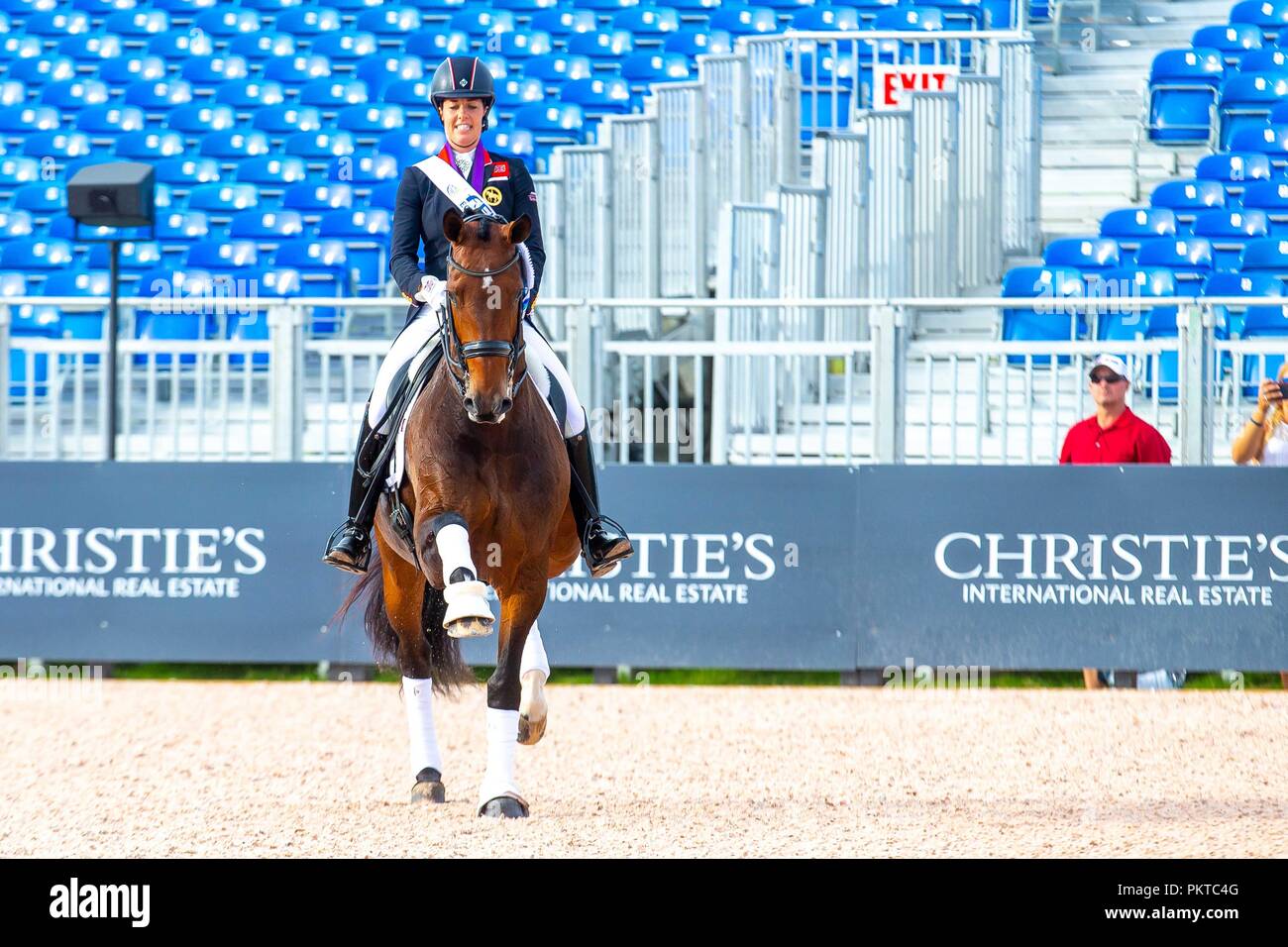 Tryon, USA. 14th September 2018. Bronze medal. Charlotte Dujardin riding Mount St John Freestyle ...