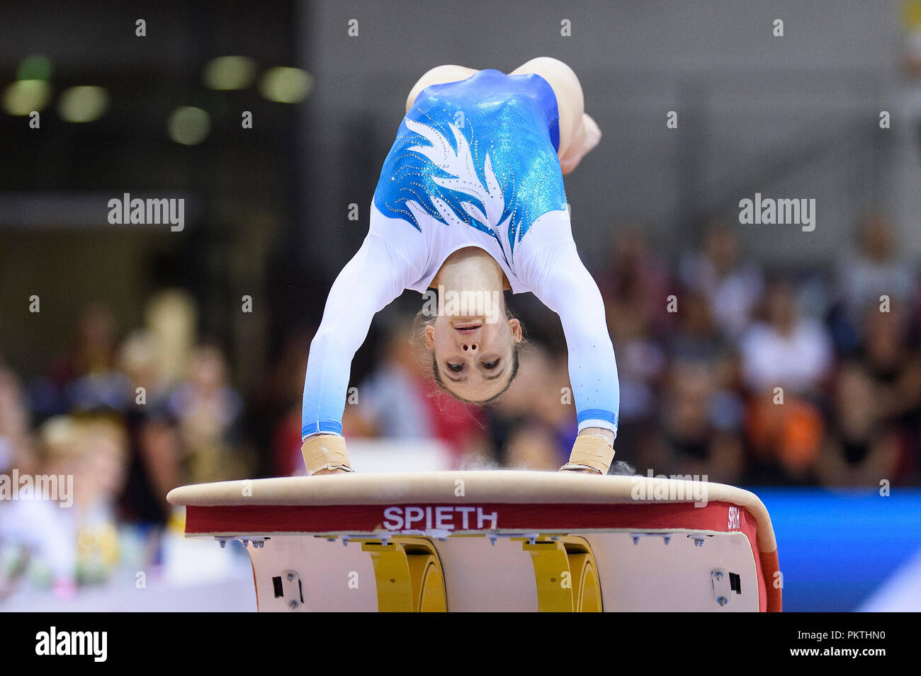 Sarah Voss (Koeln) at the jump. GES / Gymnastics / 1st World Cup ...