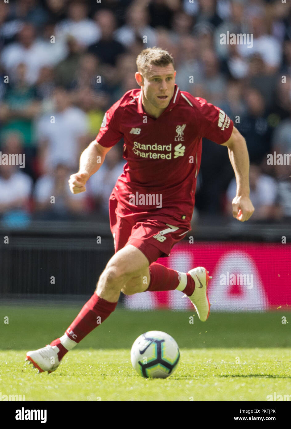 London, UK. 15th Sep 2018. James Milner of Liverpool during the Premier ...