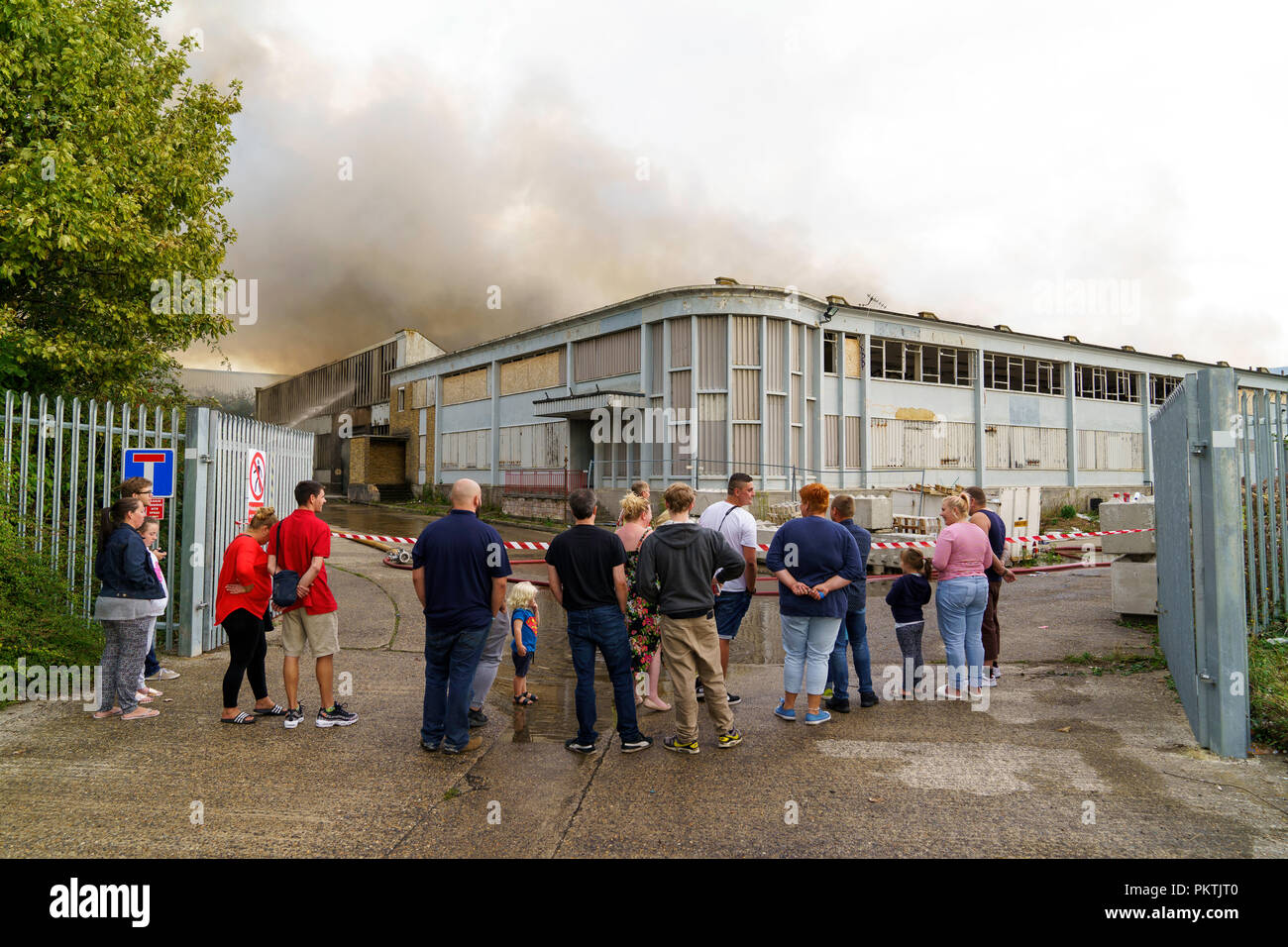 Spectators standing at entrance to the Cummins fire at Westwood ...