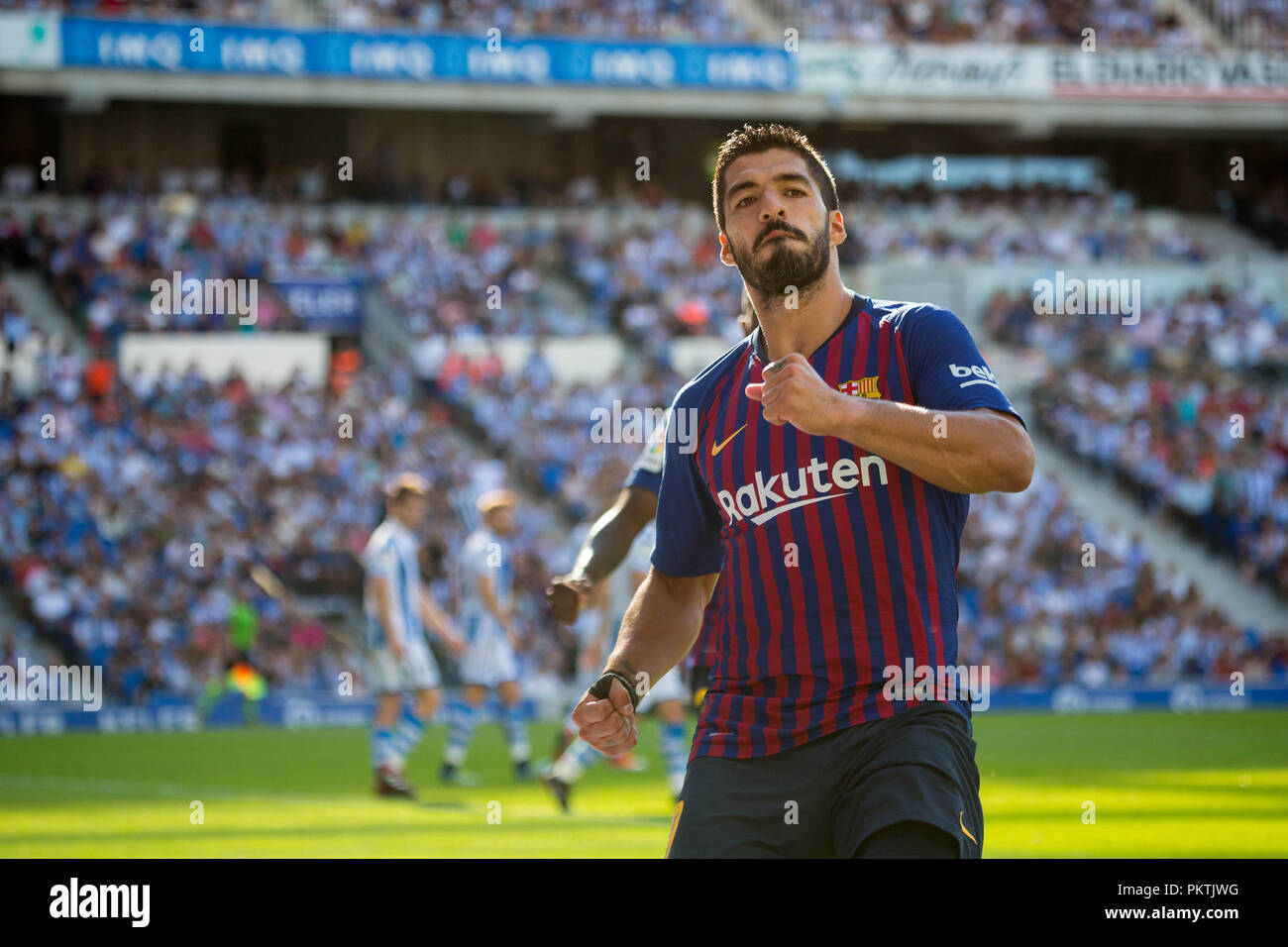 Luis Suarez of FC Barcelona celebrating a goal during the match played ...