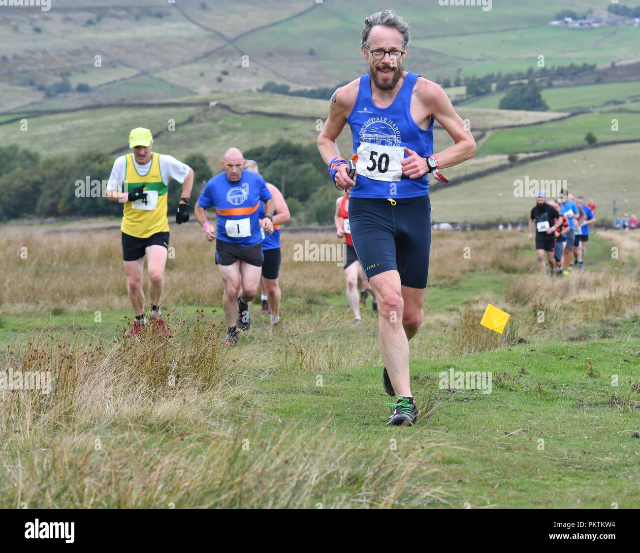 Little Hayfield, High Peak Derbyshire UK 15 September 2018 Runners in ...