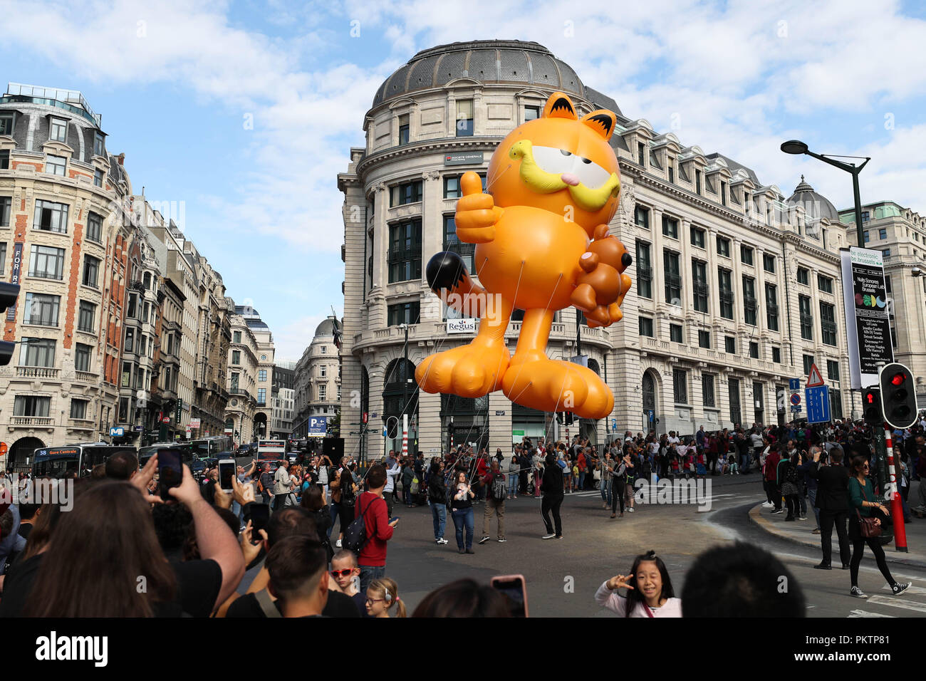 Brussels, Belgium. 15th Sep, 2018. A balloon of Garfield is seen during ...