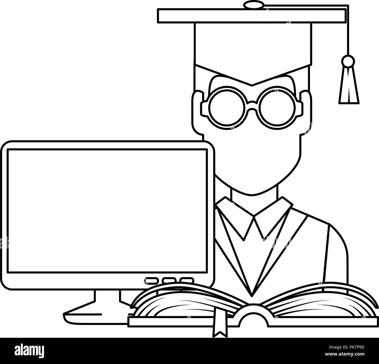 student graduation with computer and book Stock Vector Image & Art - Alamy
