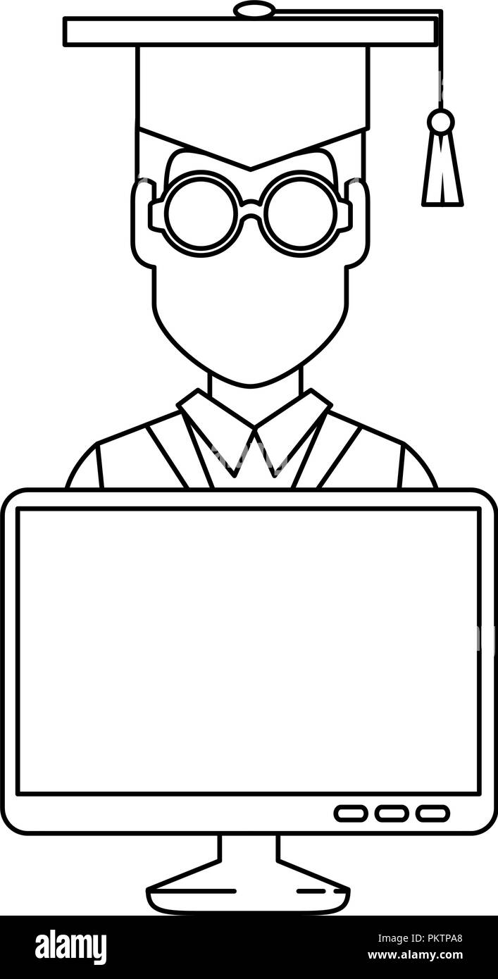 student graduation with computer Stock Vector Image & Art - Alamy