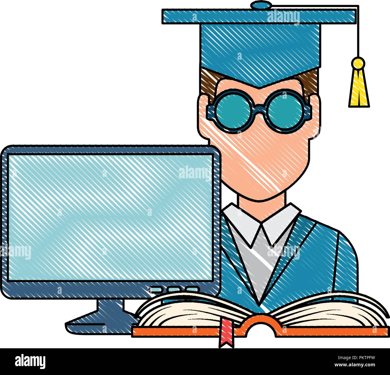 student graduation with computer and book Stock Vector Image & Art - Alamy