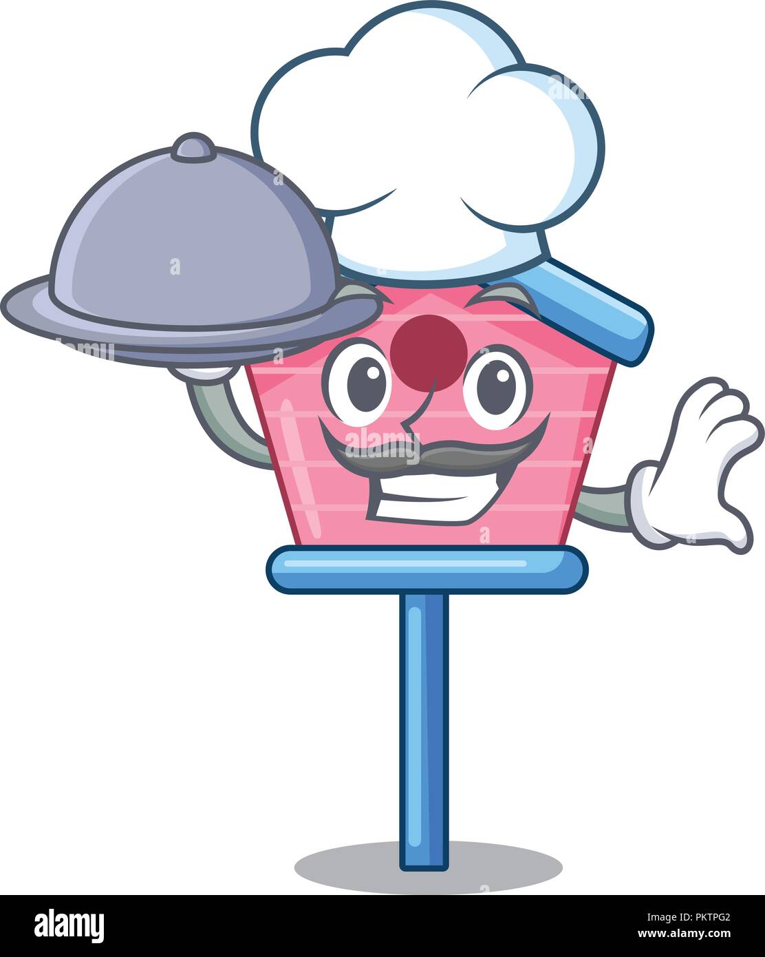 Chef with food wooden bird house on a pole cartoon Stock Vector Image ...