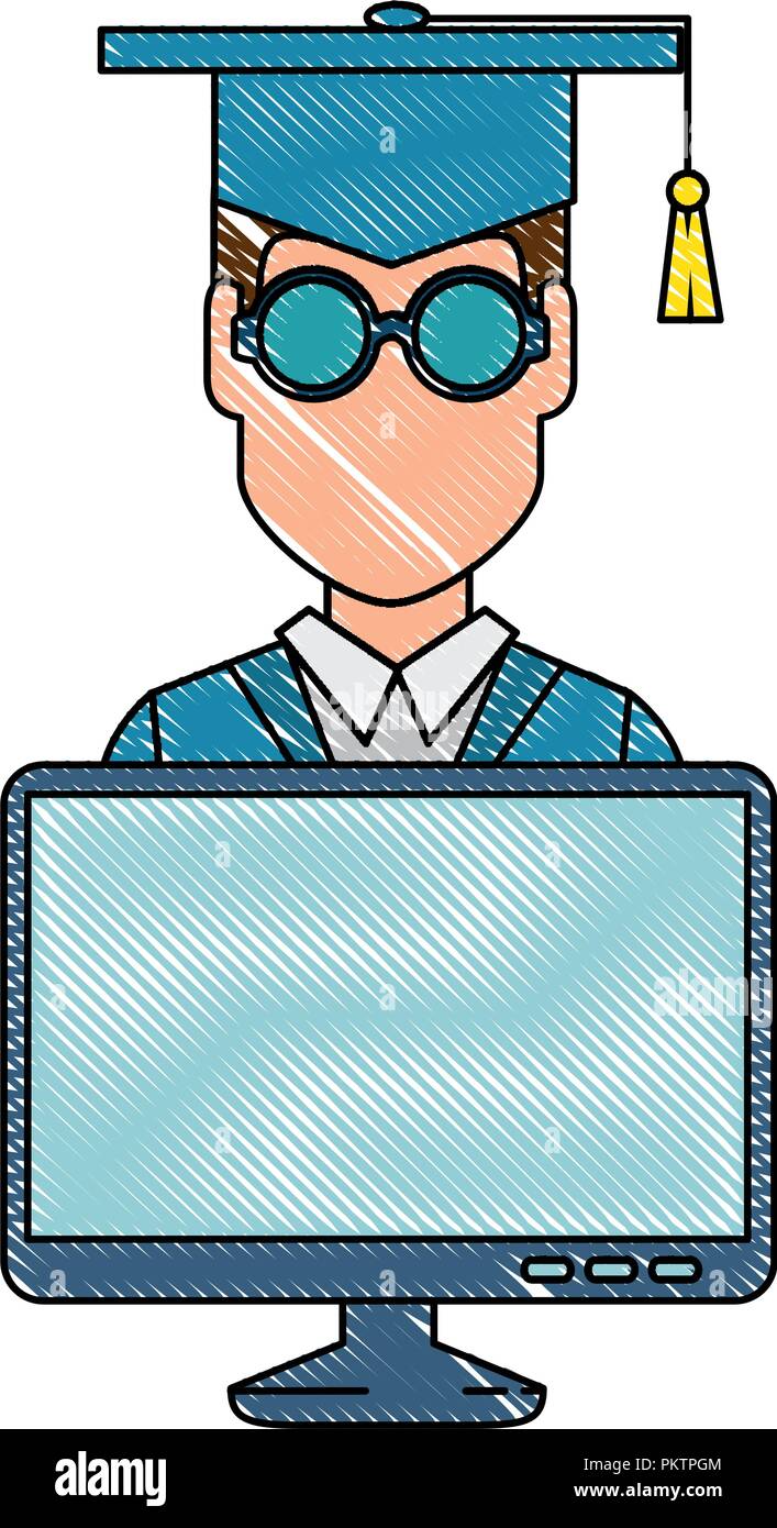 student graduation with computer Stock Vector Image & Art - Alamy