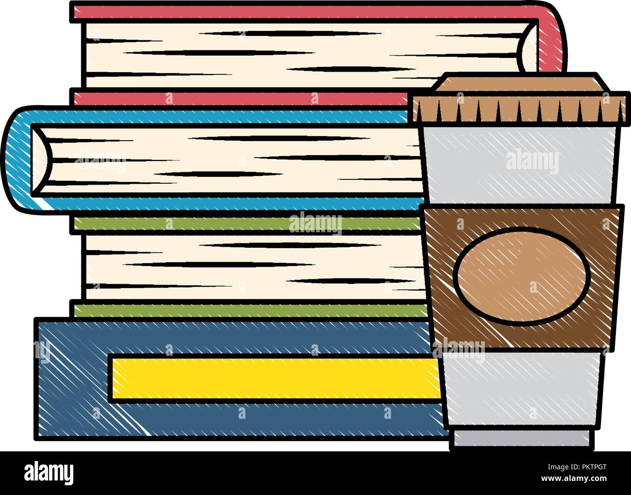 pile text books with coffee drink Stock Vector Image & Art - Alamy