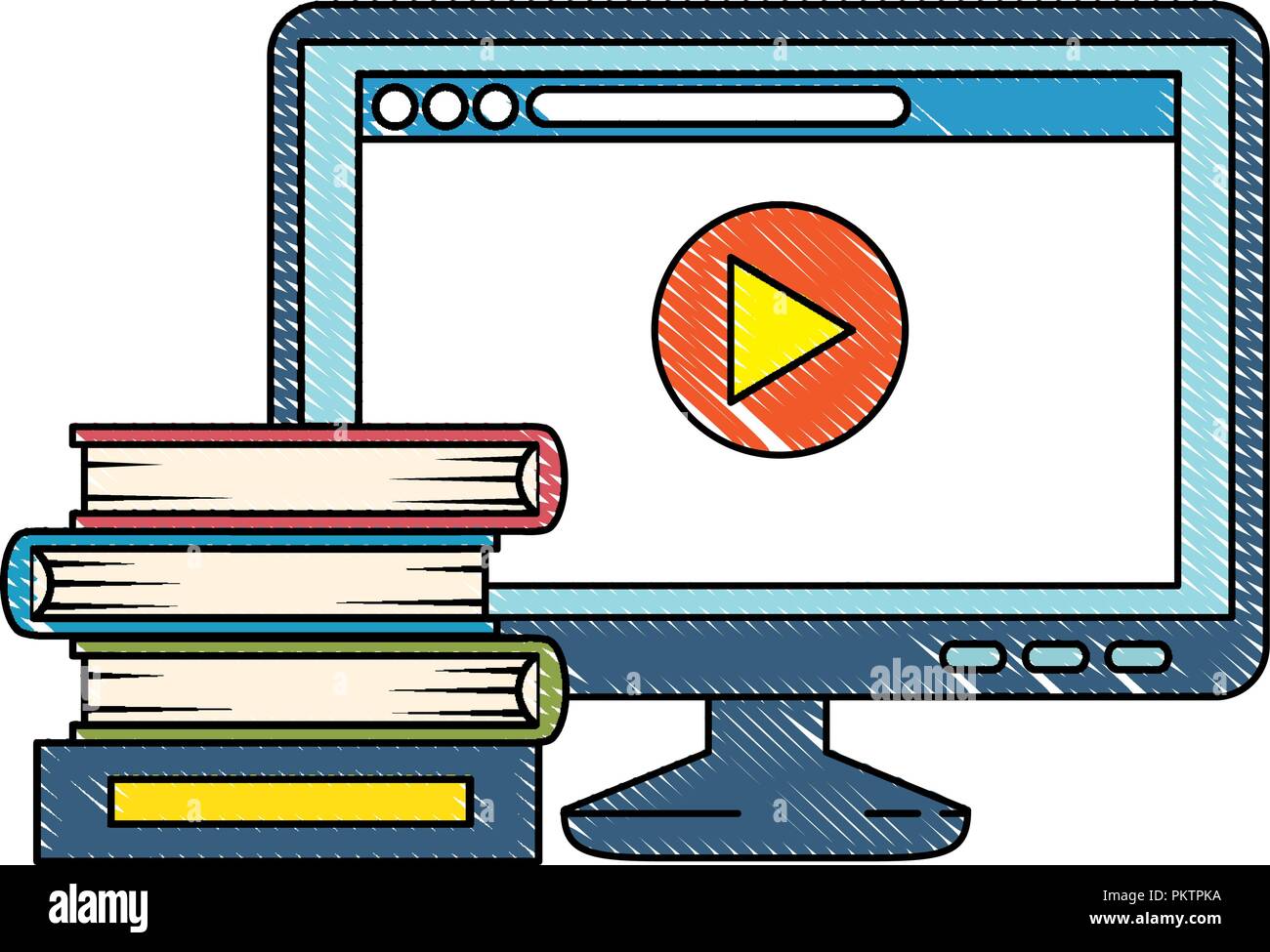 pile text books with computer Stock Vector Image & Art - Alamy