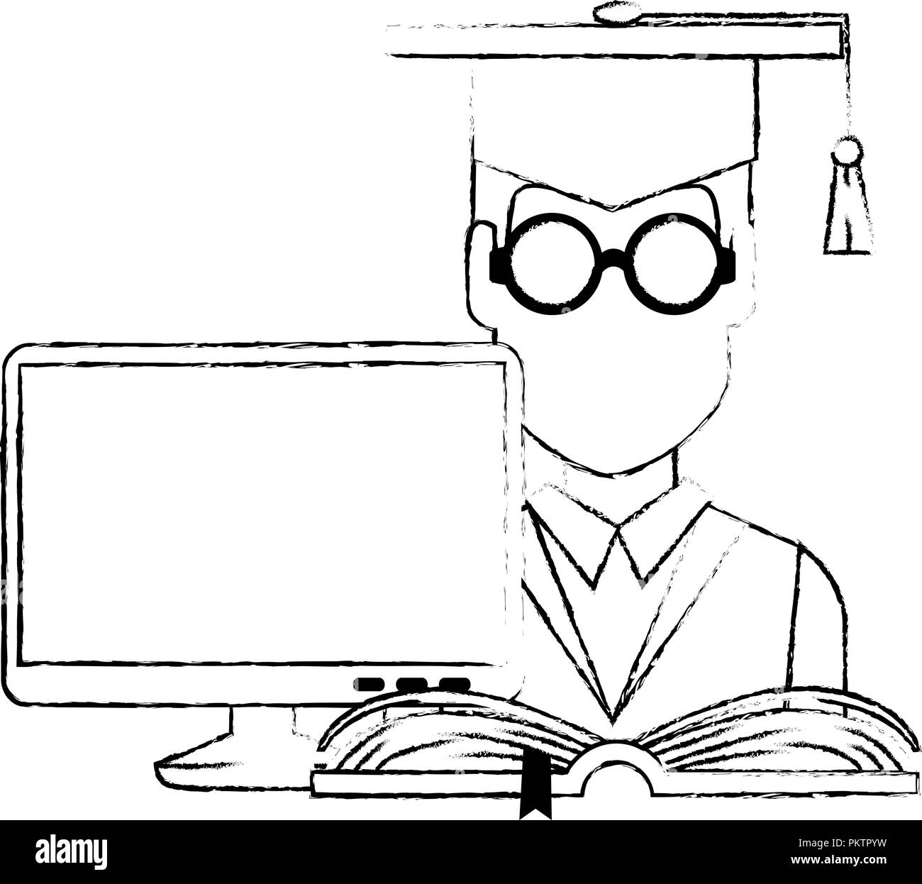 student graduation with computer and book Stock Vector Image & Art - Alamy