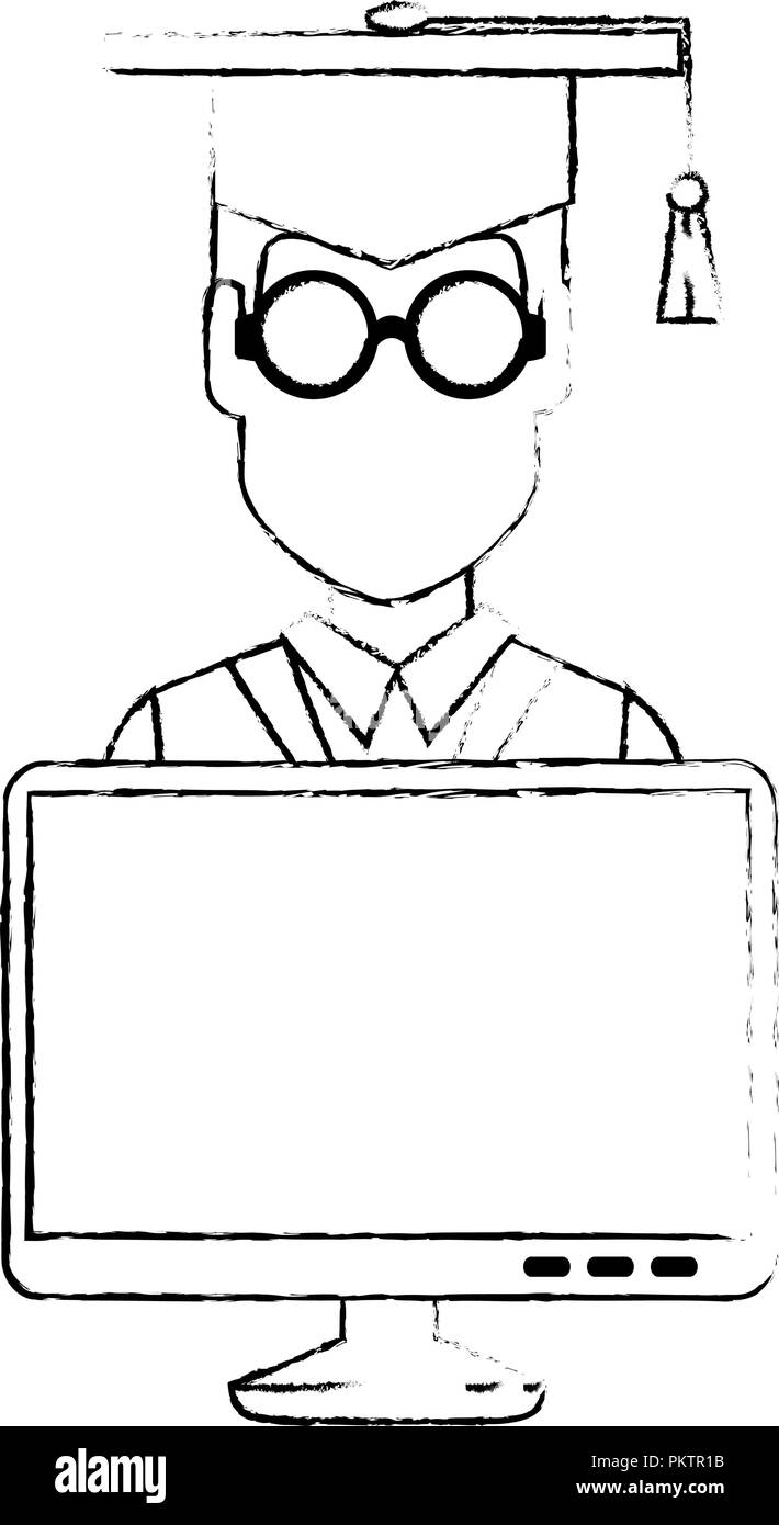 student graduation with computer Stock Vector Image & Art - Alamy