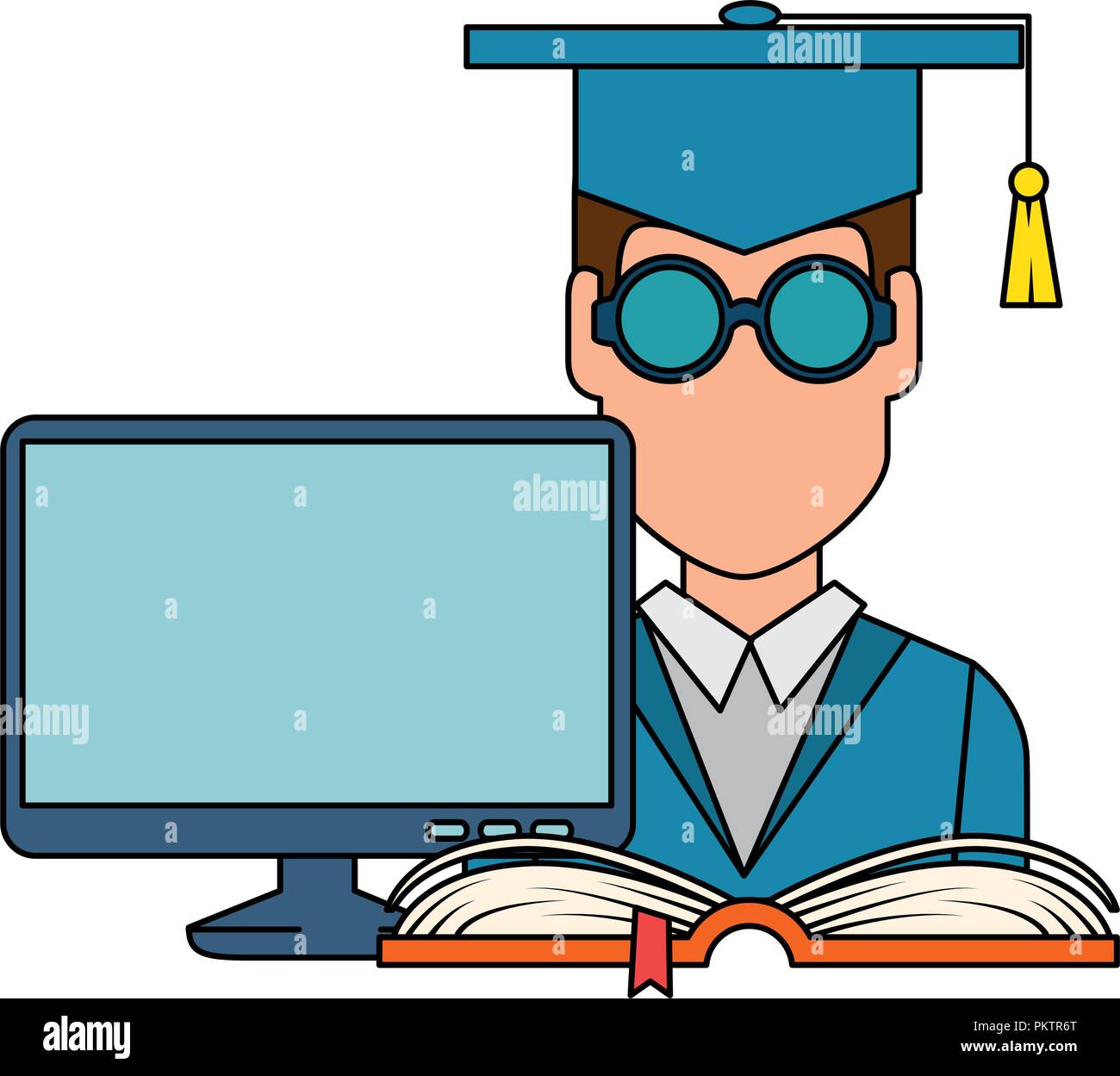 student graduation with computer and book Stock Vector Image & Art - Alamy
