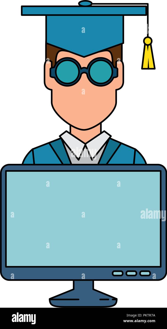 student graduation with computer Stock Vector Image & Art - Alamy
