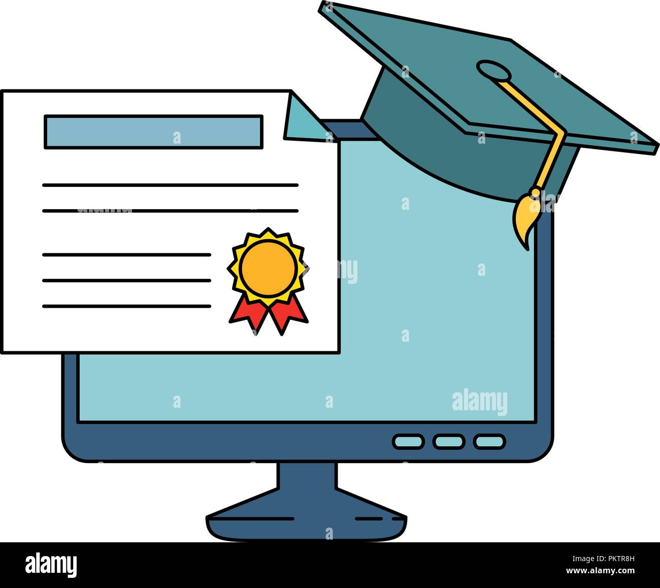 desktop with hat and diploma graduation Stock Vector Image & Art - Alamy