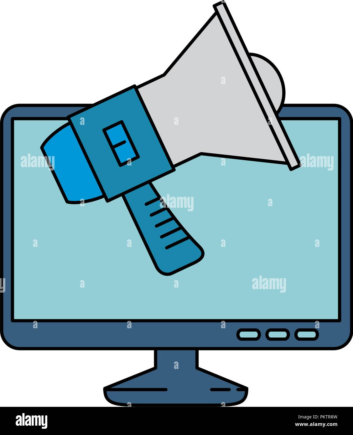 computer display with megaphone sound Stock Vector Image & Art - Alamy