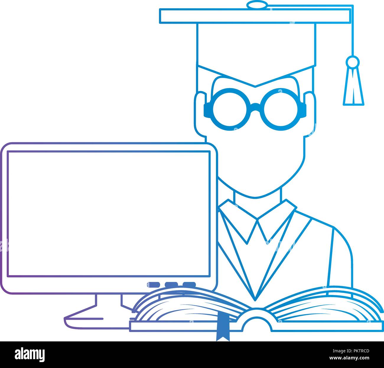 student graduation with computer and book Stock Vector Image & Art - Alamy