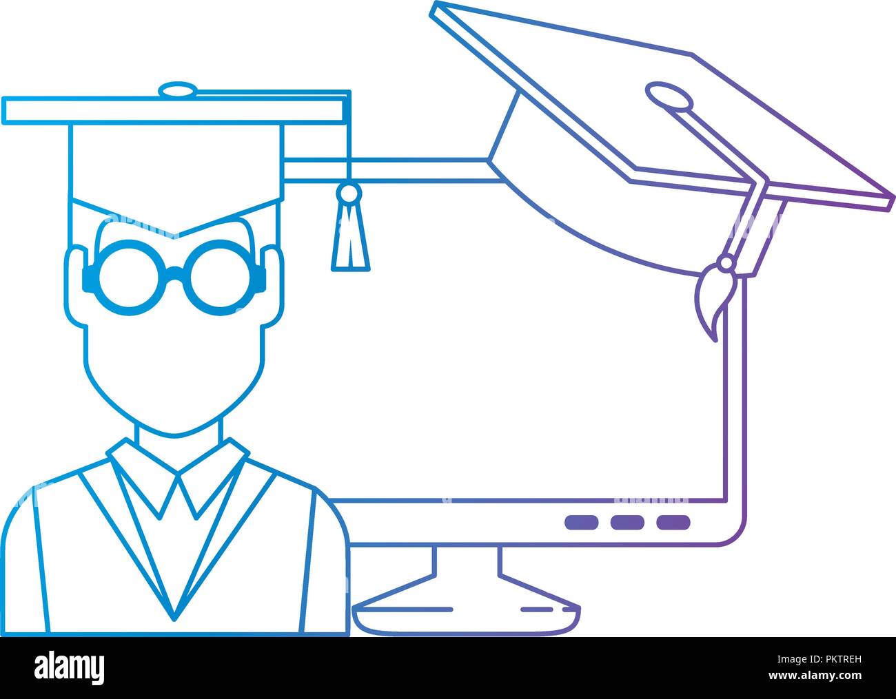 student graduation with computer and hat Stock Vector Image & Art - Alamy