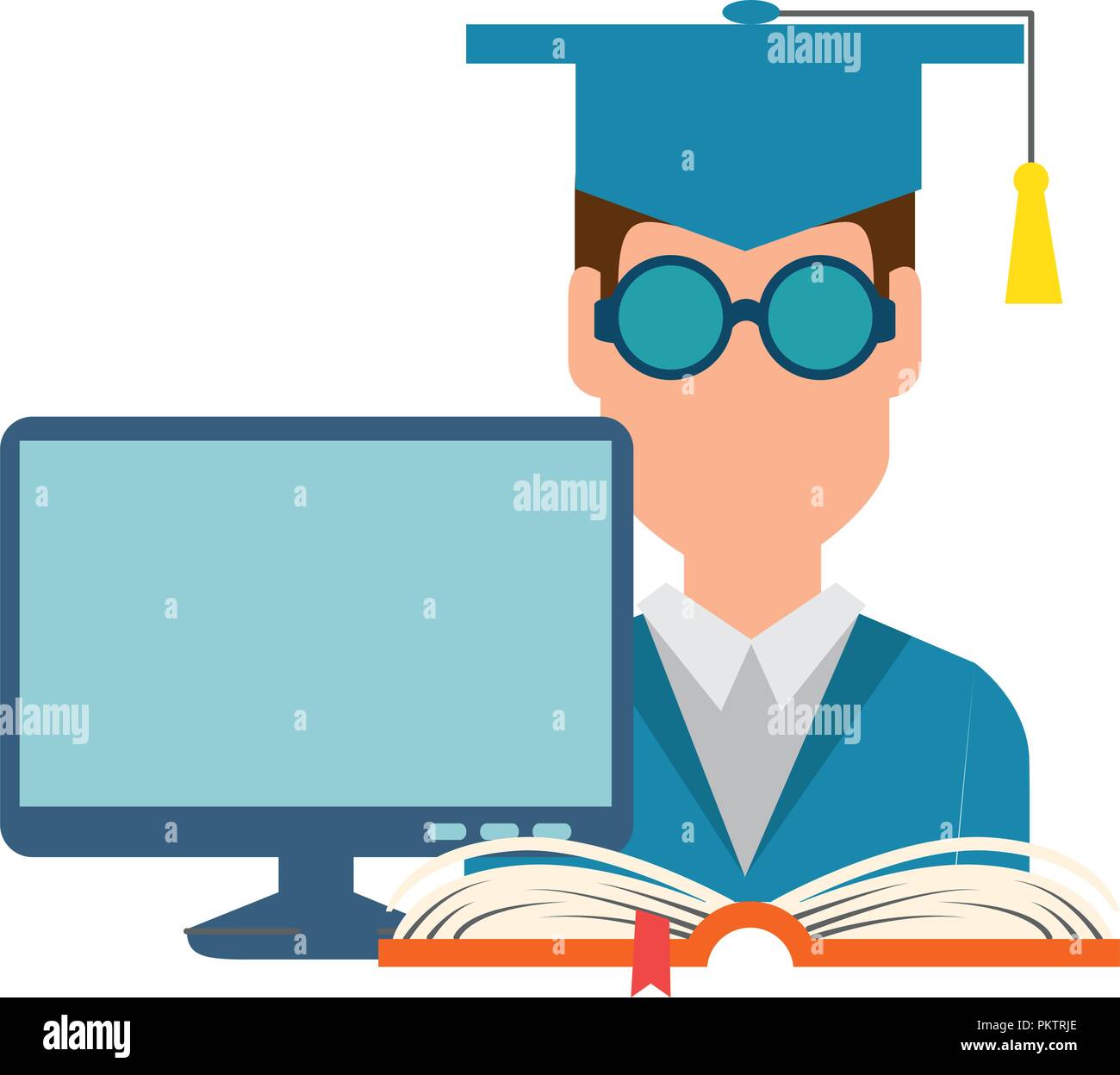 student graduation with computer and book Stock Vector Image & Art - Alamy