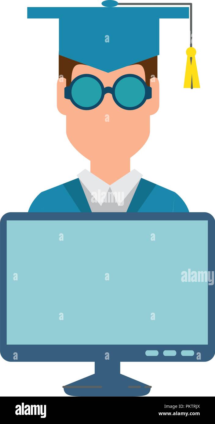 student graduation with computer Stock Vector Image & Art - Alamy