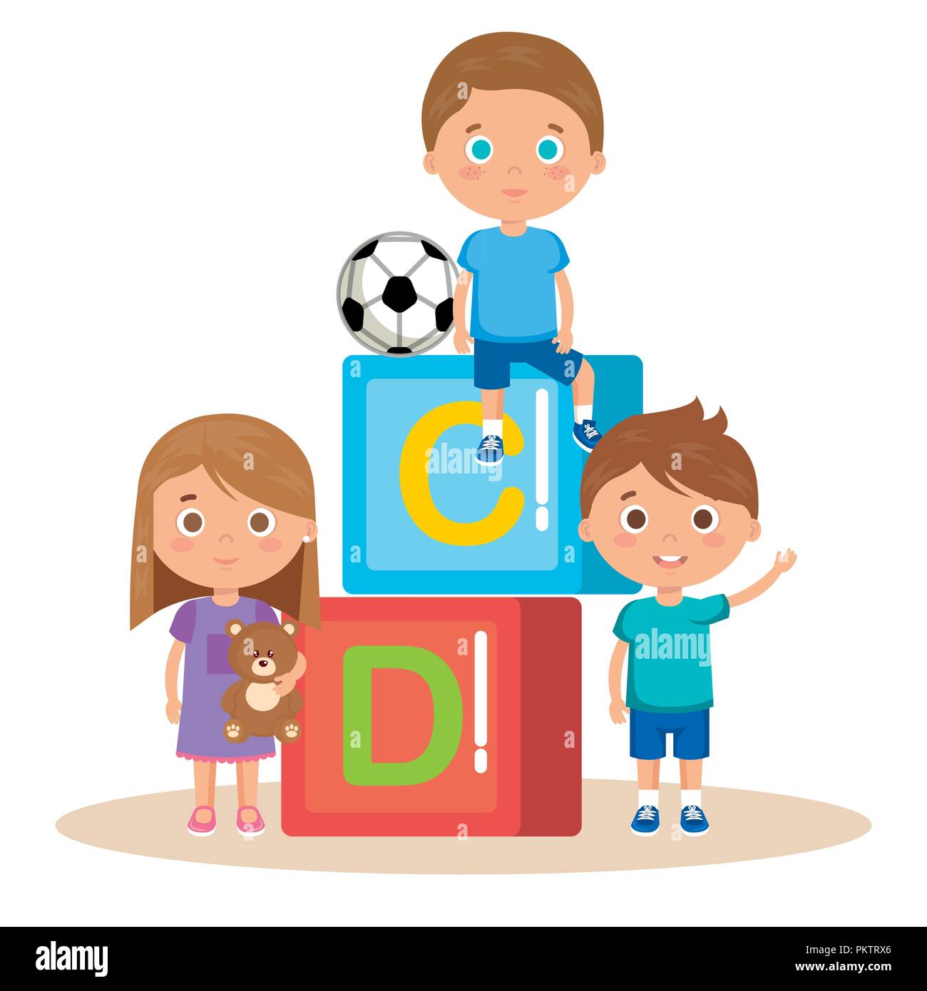 group of little kids playing with blocks Stock Vector Image & Art - Alamy