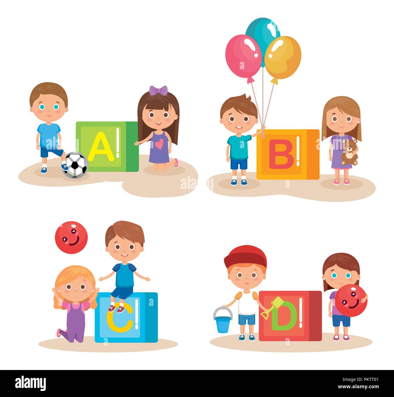 group of little kids playing with blocks Stock Vector Image & Art - Alamy