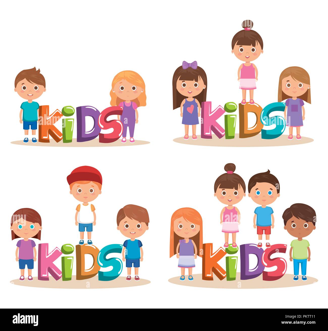 group of little kids playing with word Stock Vector Image & Art - Alamy
